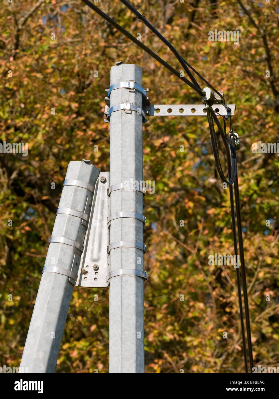 New galvanized metal telephone pole - France Stock Photo - Alamy