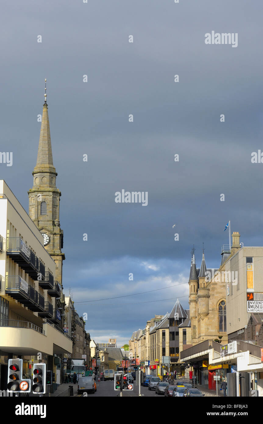 Clock tower and High Street. Inverness. Highland Region. Scotland. UK ...