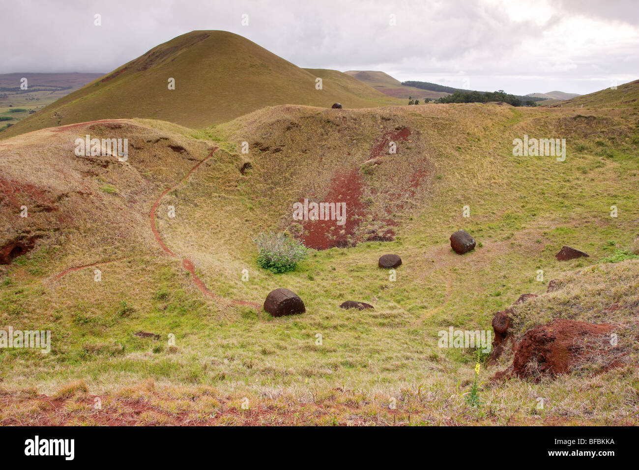 Puna Pau, quarry source of Red Scoria top knots (Pukao), Easter Island ...