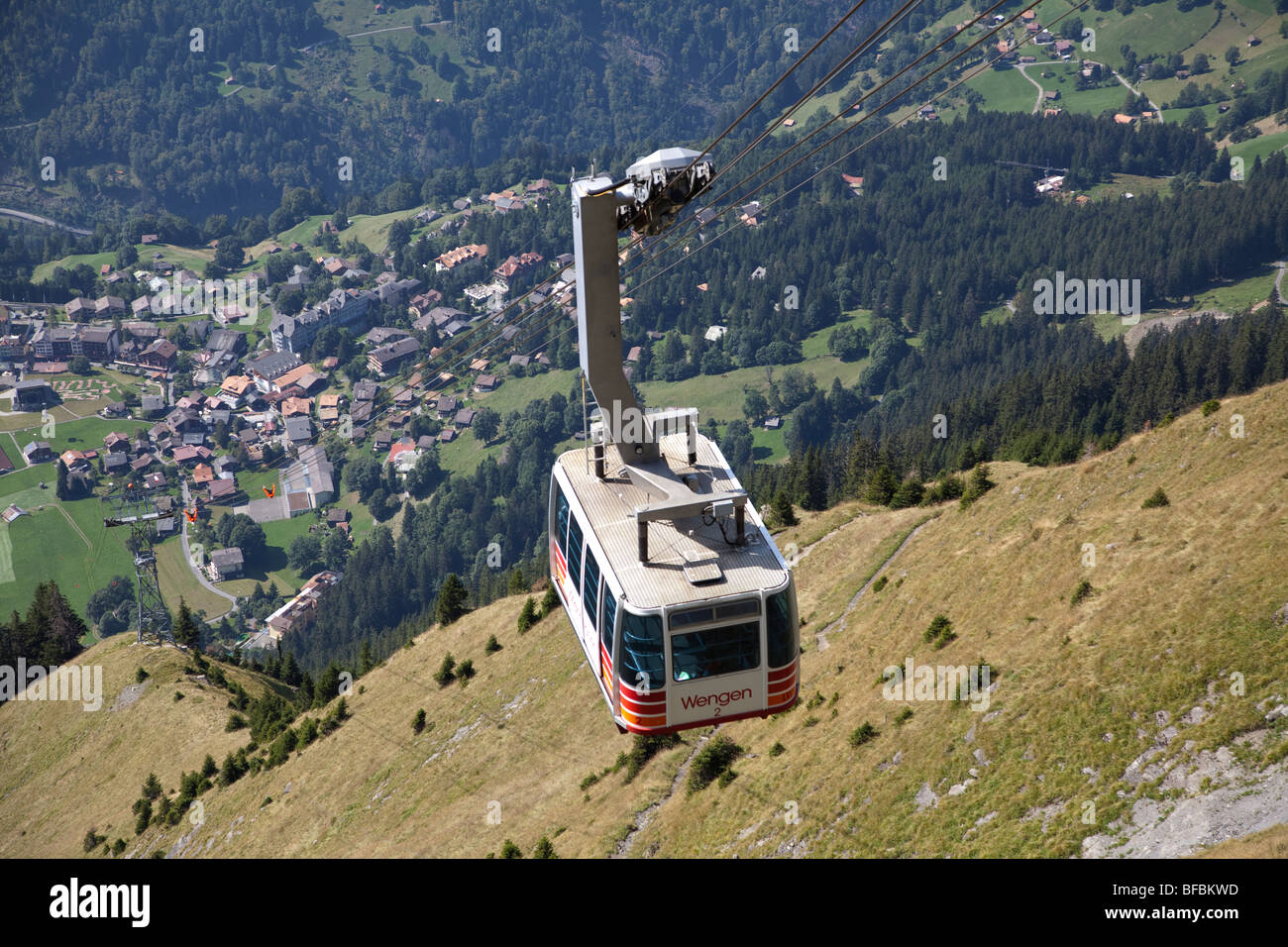 Cable Car from Manlichen to Murren Stock Photo - Alamy