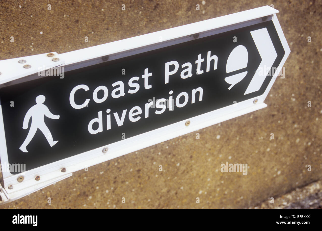 Public authority sign with iconic walker and long-distance path acorn ...