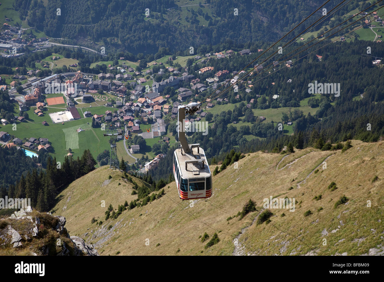 Cable Car from Manlichen to Murren Stock Photo - Alamy