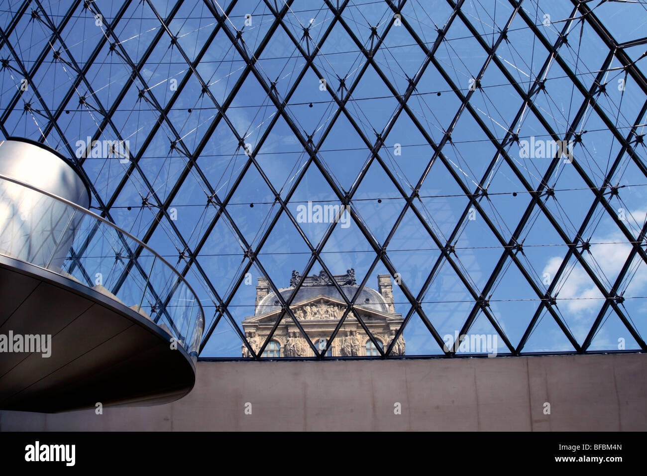 Louvre pyramid and top of Sully wing, Louvre Museum, Paris, France ...