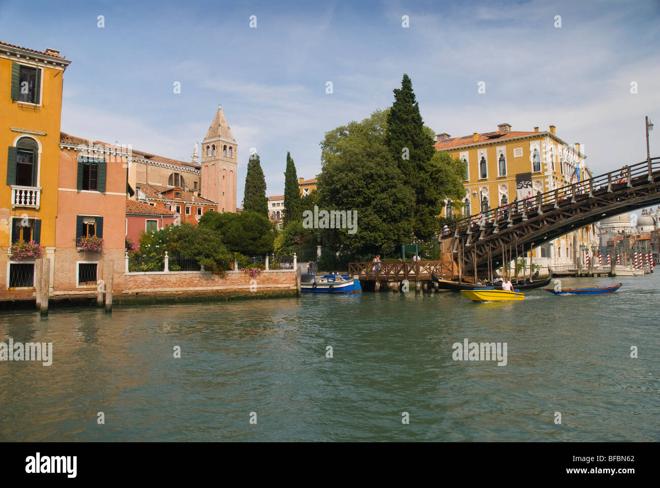 The Accademia Bridge crossing the Grand Canal in Venice Italy Stock ...