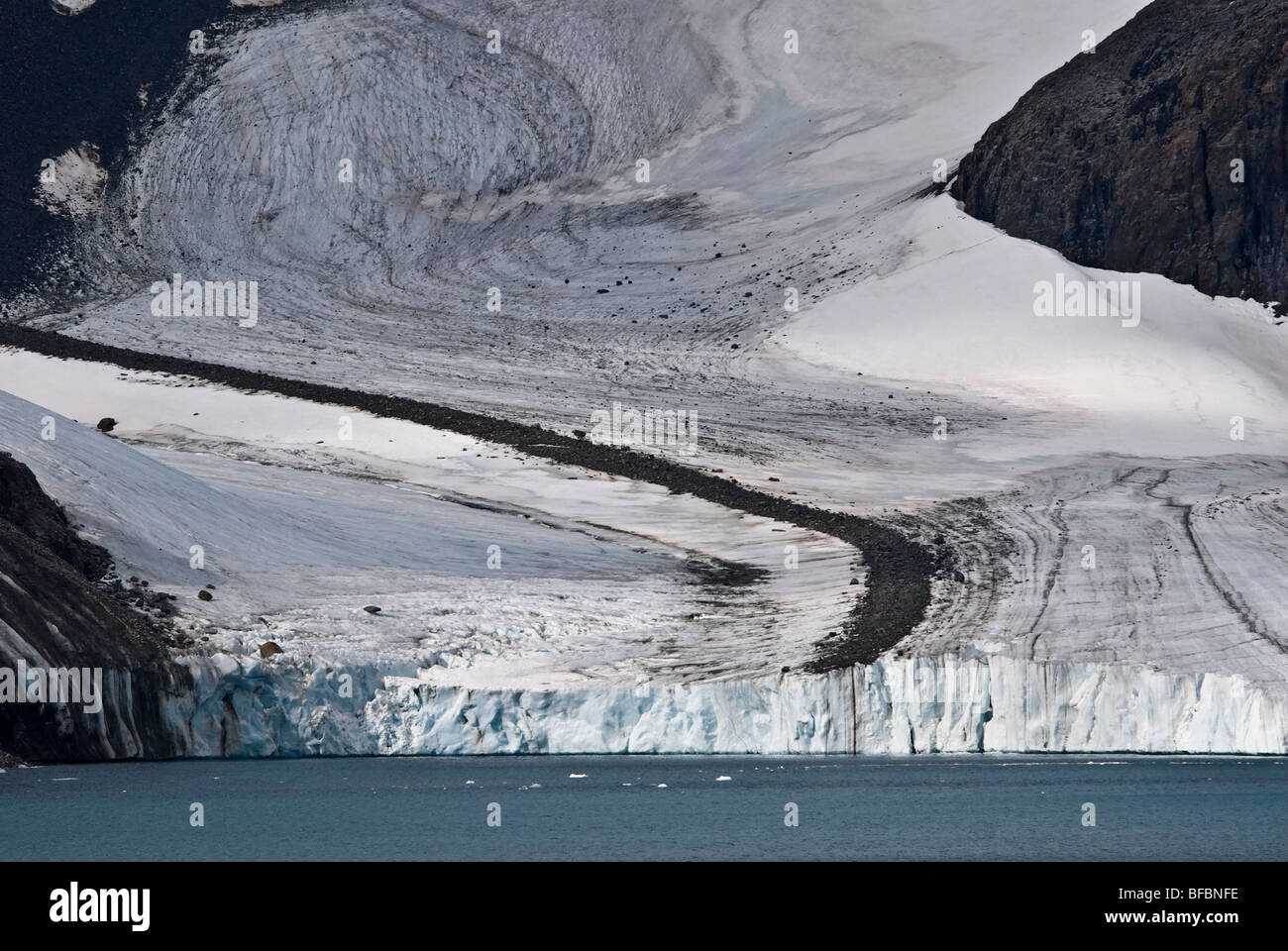 Hope Bay Antarctica glacier and medial moraine at the head of the bay ...