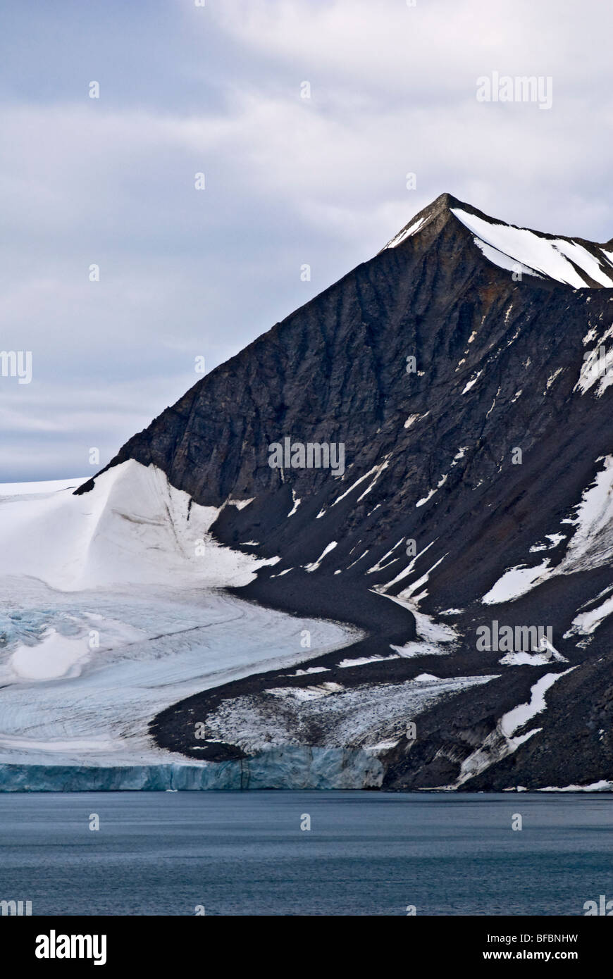 Hope Bay Antarctica glacier and lateral moraine at the head of the bay ...