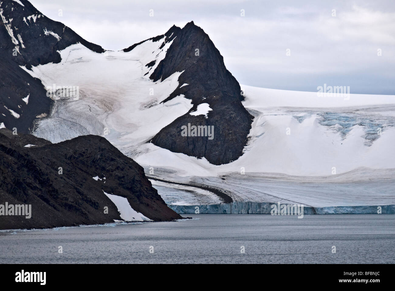 Hope Bay Antarctica glacier entering the sea lateral moraine and ...
