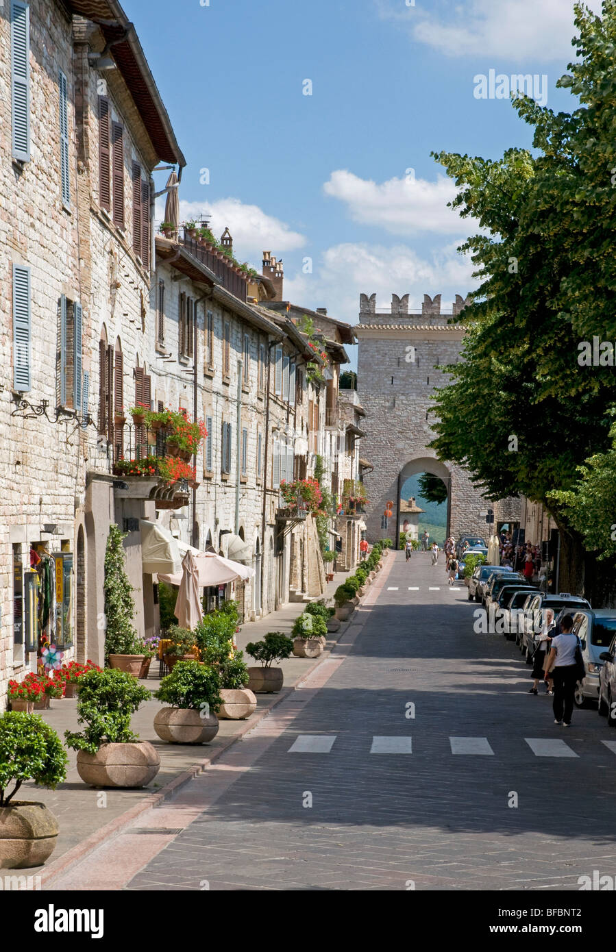 Via Borgo Aretino leading to the Porto Nuova, Assisi Italy Stock Photo ...