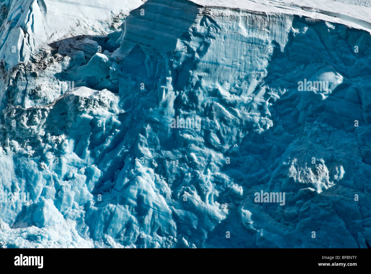 Detail in blue ice face of Antarctic ice sheet Antarctic Peninsula ...