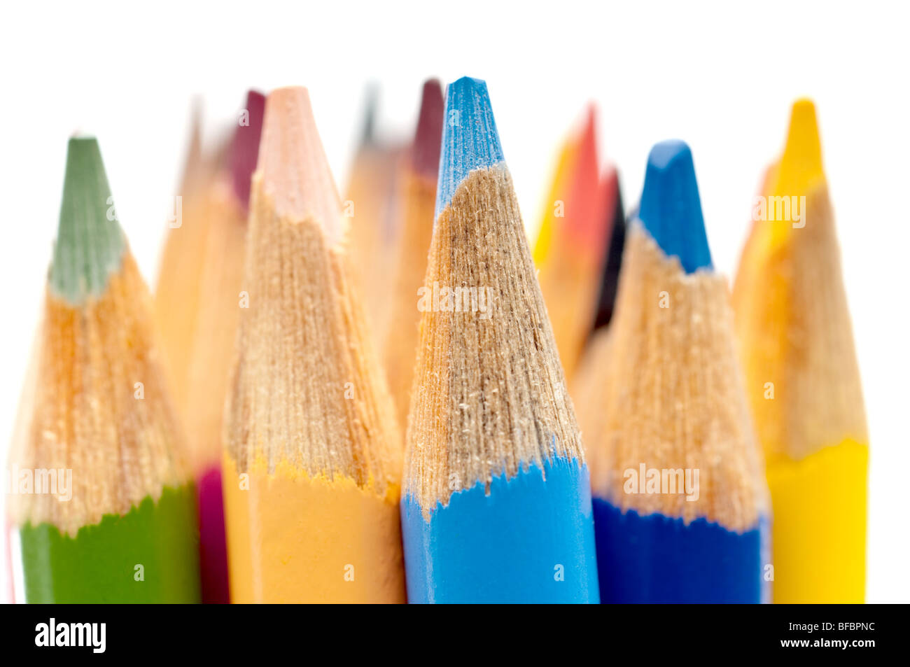 Macro image of colored pencils on white Stock Photo - Alamy