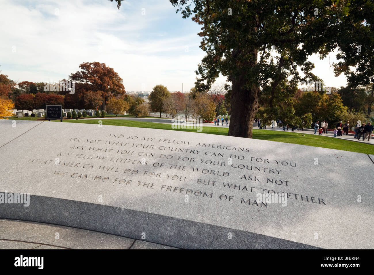 Part of the John F Kennedy Memorial in Arlington Cemetery, Washington ...