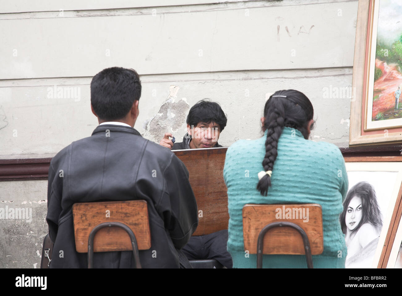 Lima, Peru, street nearby Plaza de Armas or Plaza Mayor: a man making ...