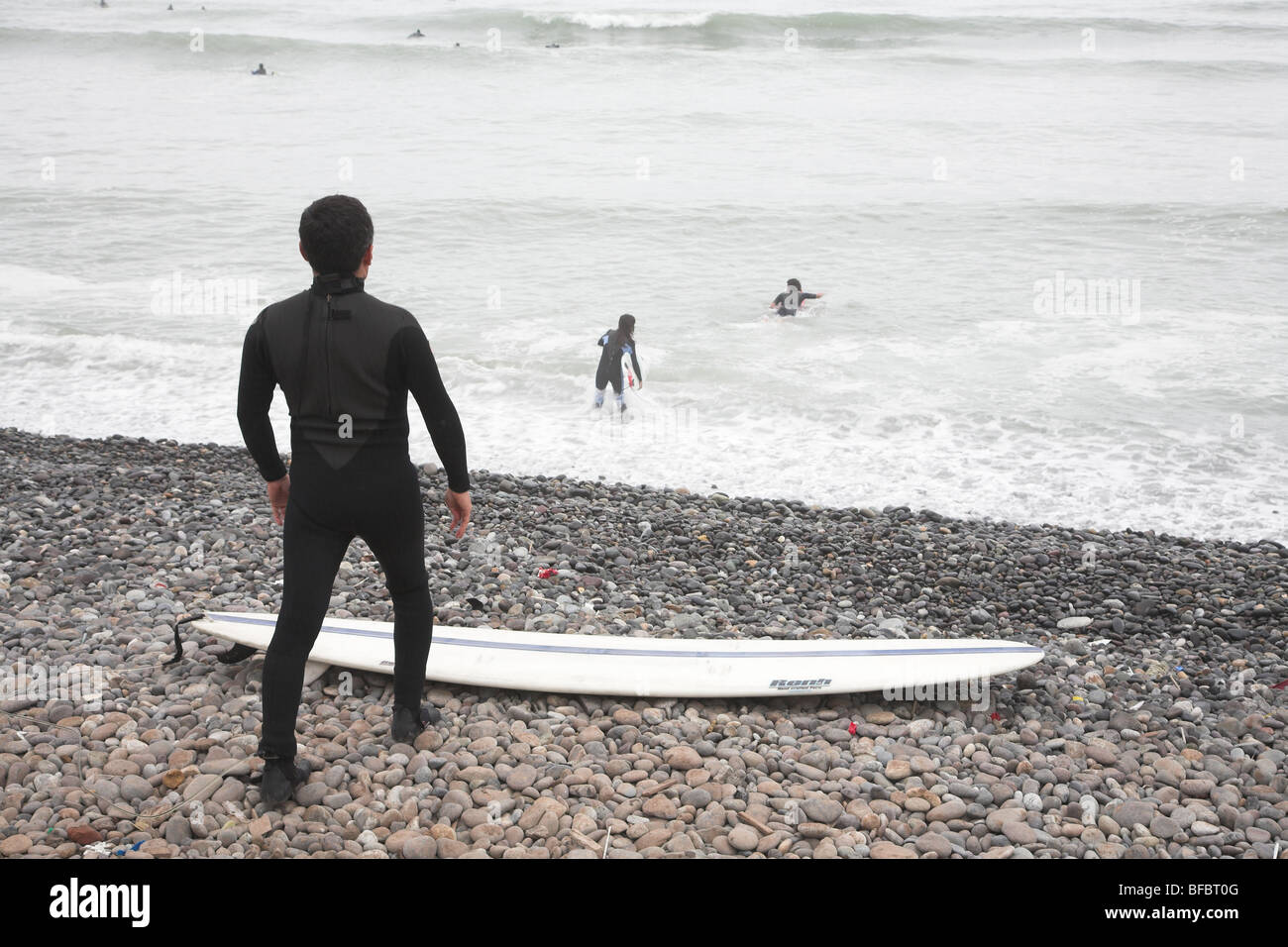 Lima, Peru surfing beach below the cliffs of Miraflores Stock Photo - Alamy