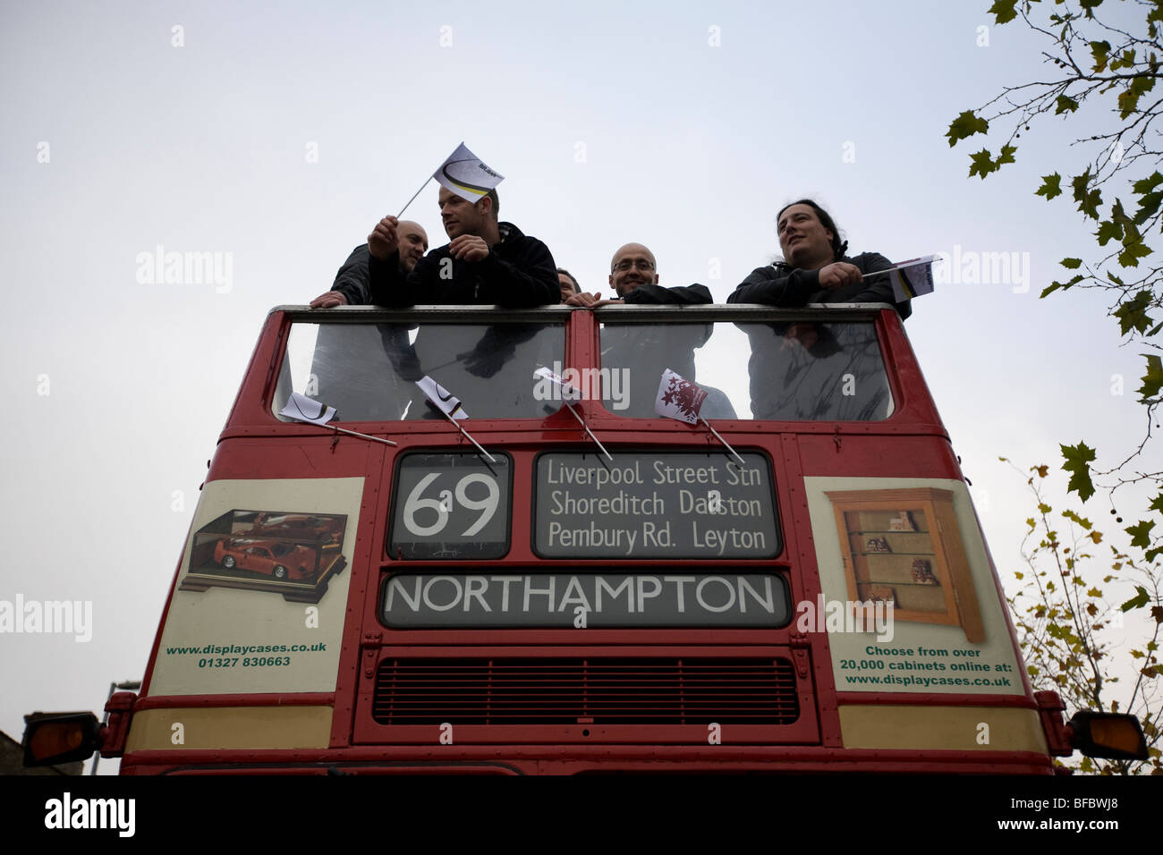 Brawn GP Formula 1 Team aboard a Routemaster Bus Stock Photo - Alamy