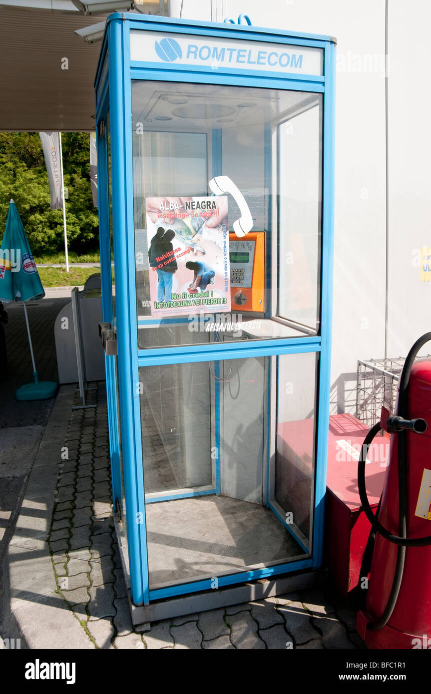 Romtelecom Telephone box booth Romania Eastern Europe Stock Photo - Alamy