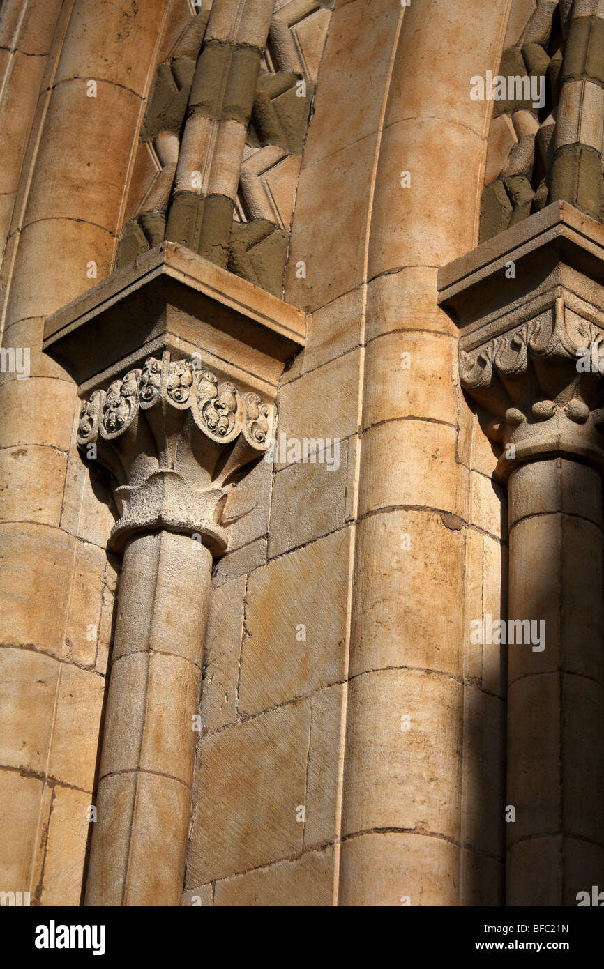 Medieval carved stonework of Worcester Cathedral. This photograph shows ...