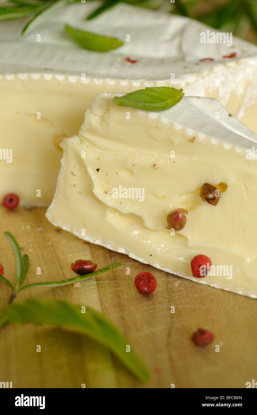 Piece of french brie cheese Stock Photo - Alamy