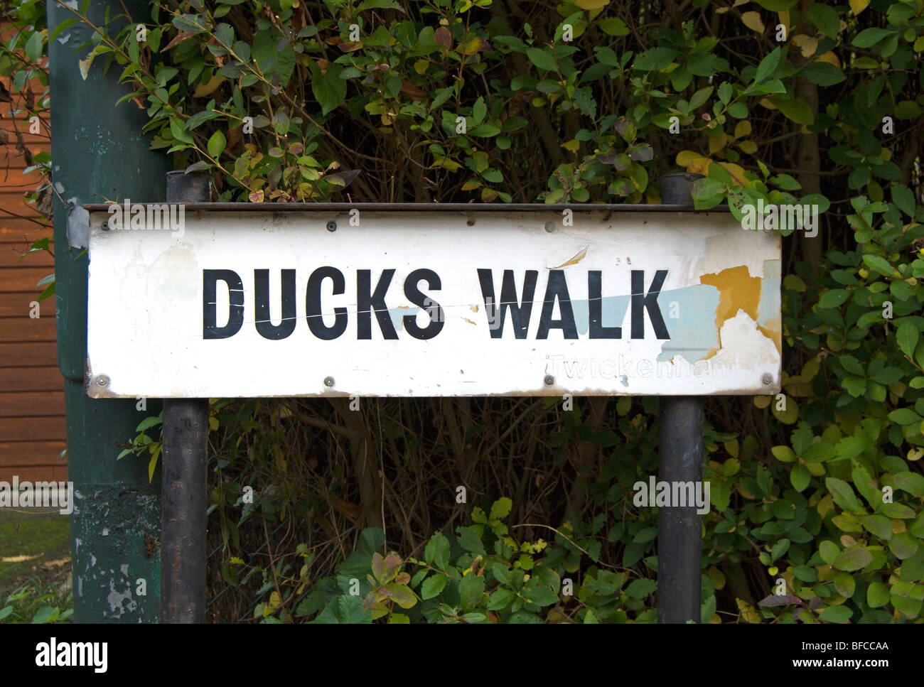 street name sign for ducks walk, east twickenham, middlesex, england ...
