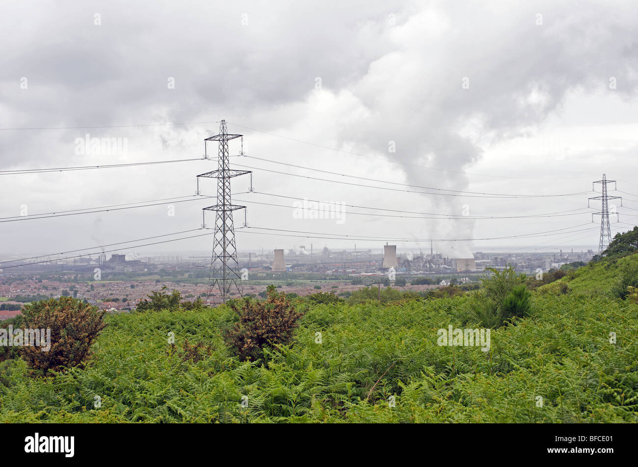 Smoke rising up from heavy industry, Middlesbrough, Cleveland, North ...