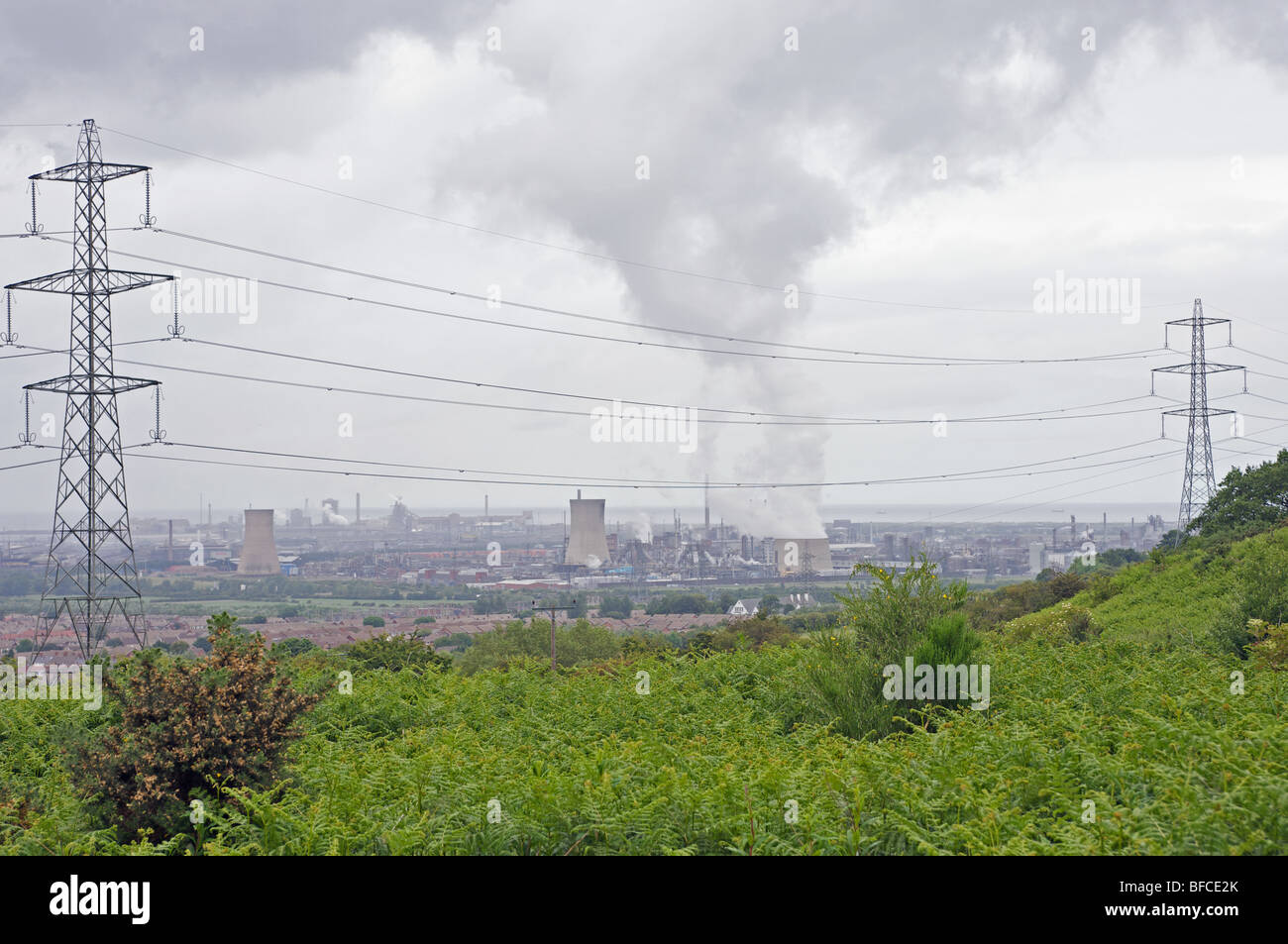 Smoke rising up from heavy industry, Middlesbrough, Cleveland, North ...