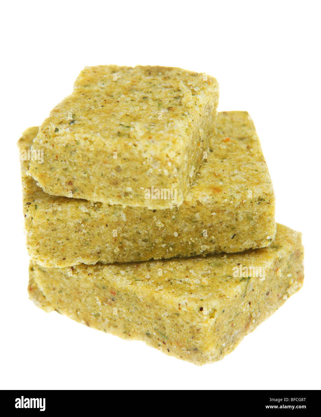 Bouillon cube spice closeup on white background Stock Photo - Alamy