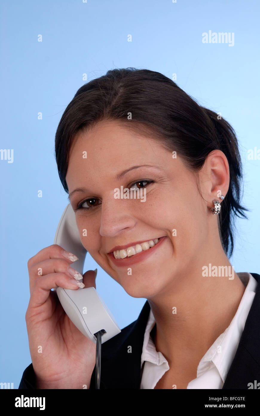Young women calling smile hi-res stock photography and images - Alamy