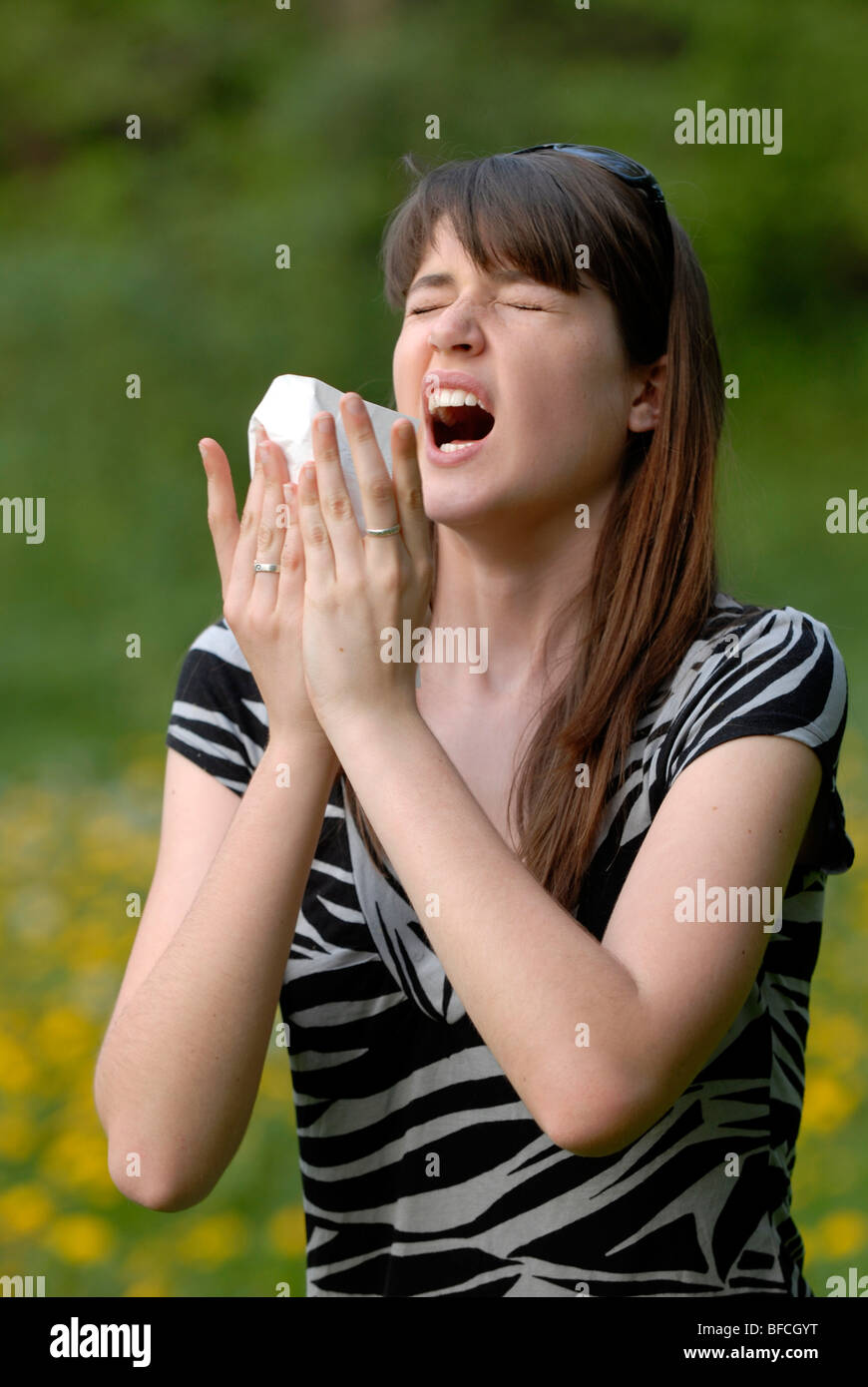 Woman meadow hay fever hi-res stock photography and images - Alamy