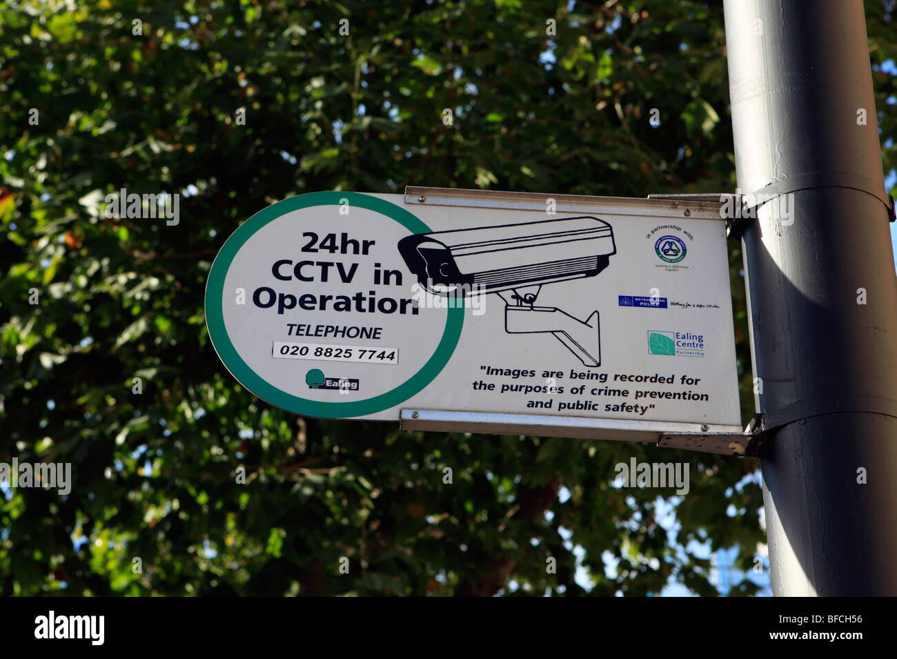 united kingdom west london ealing cctv sign in uxbridge road Stock ...