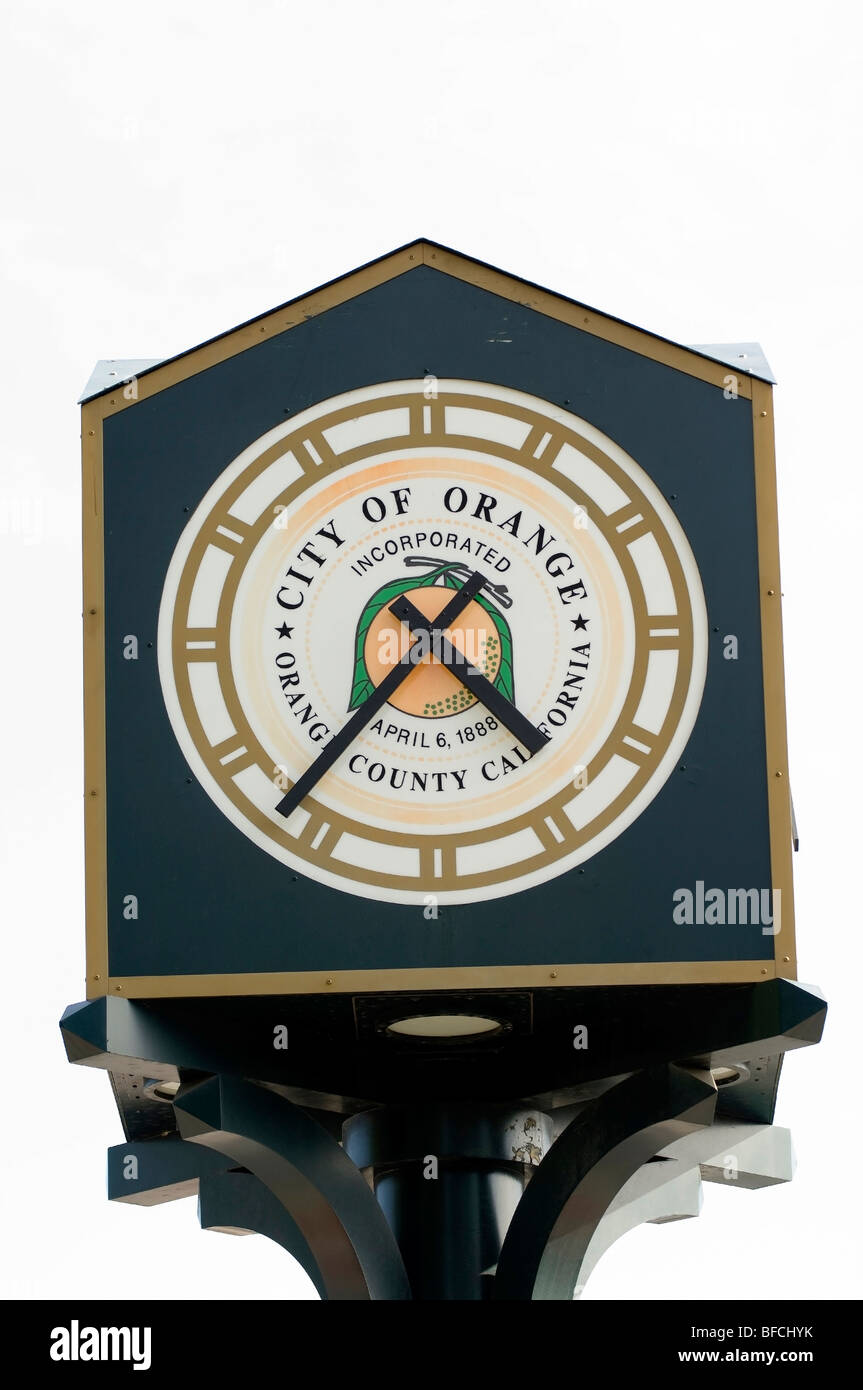 Clock, City of Orange, CA, 4:37 PM Stock Photo - Alamy