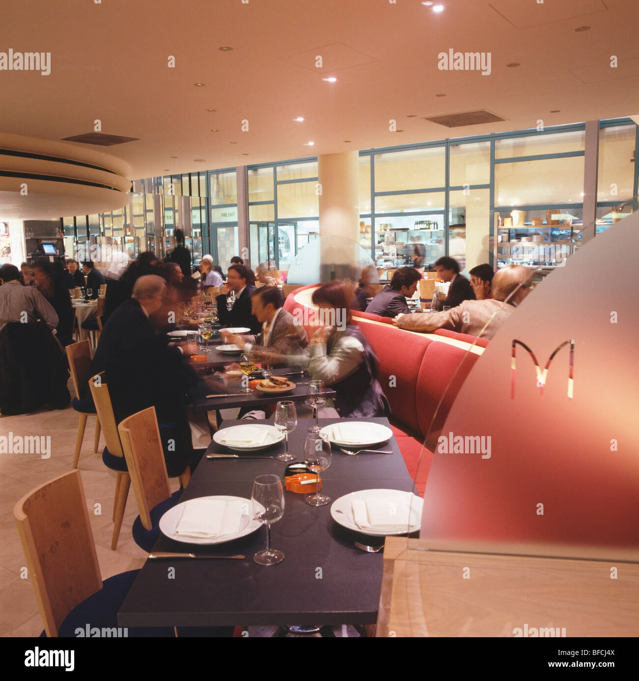 People dining in Mezzo restaurant designed by Terence Conran Stock ...