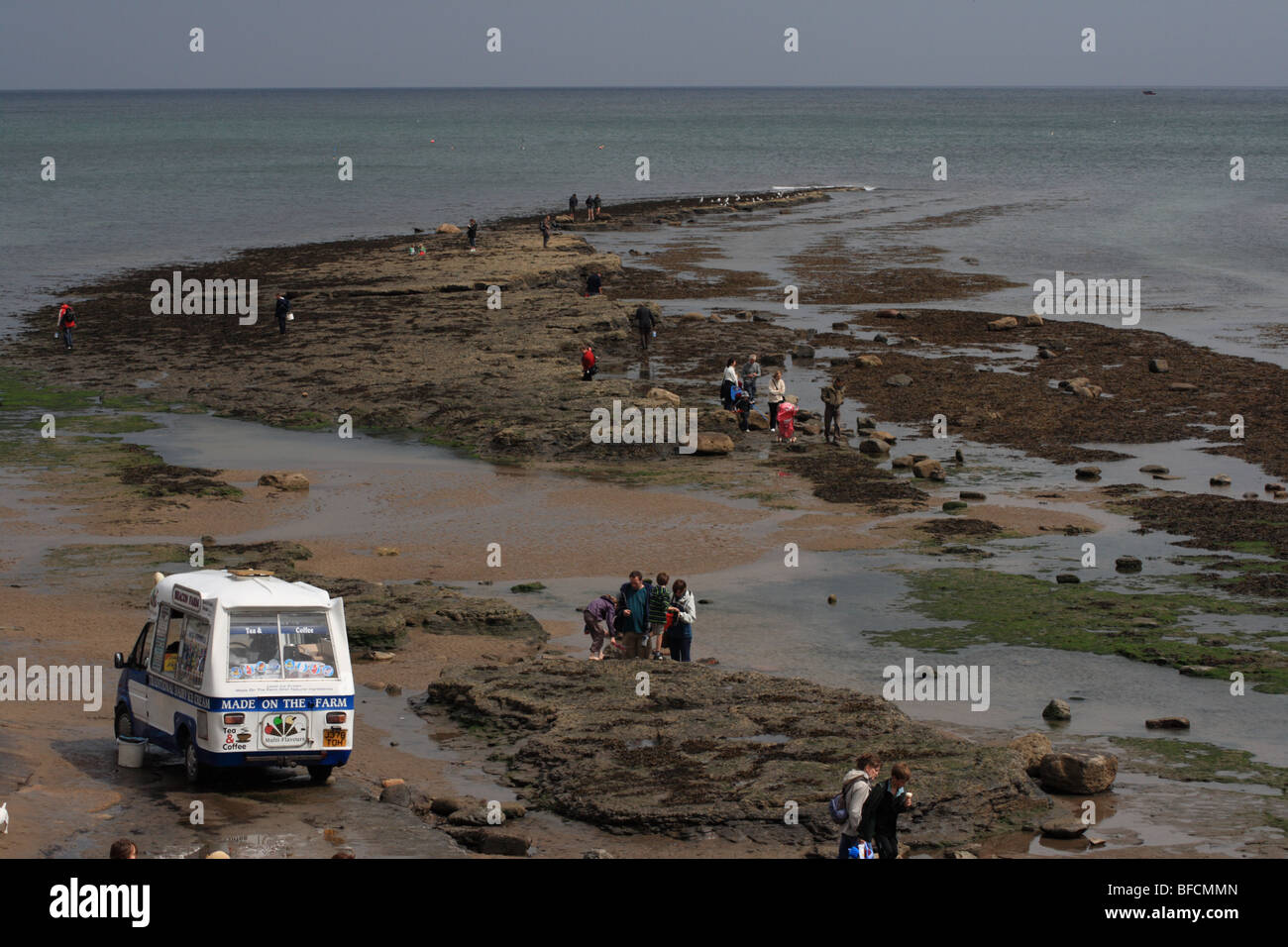 Ice Cream Seller's Pitch on the beach at Robin Hood's Bay, North ...