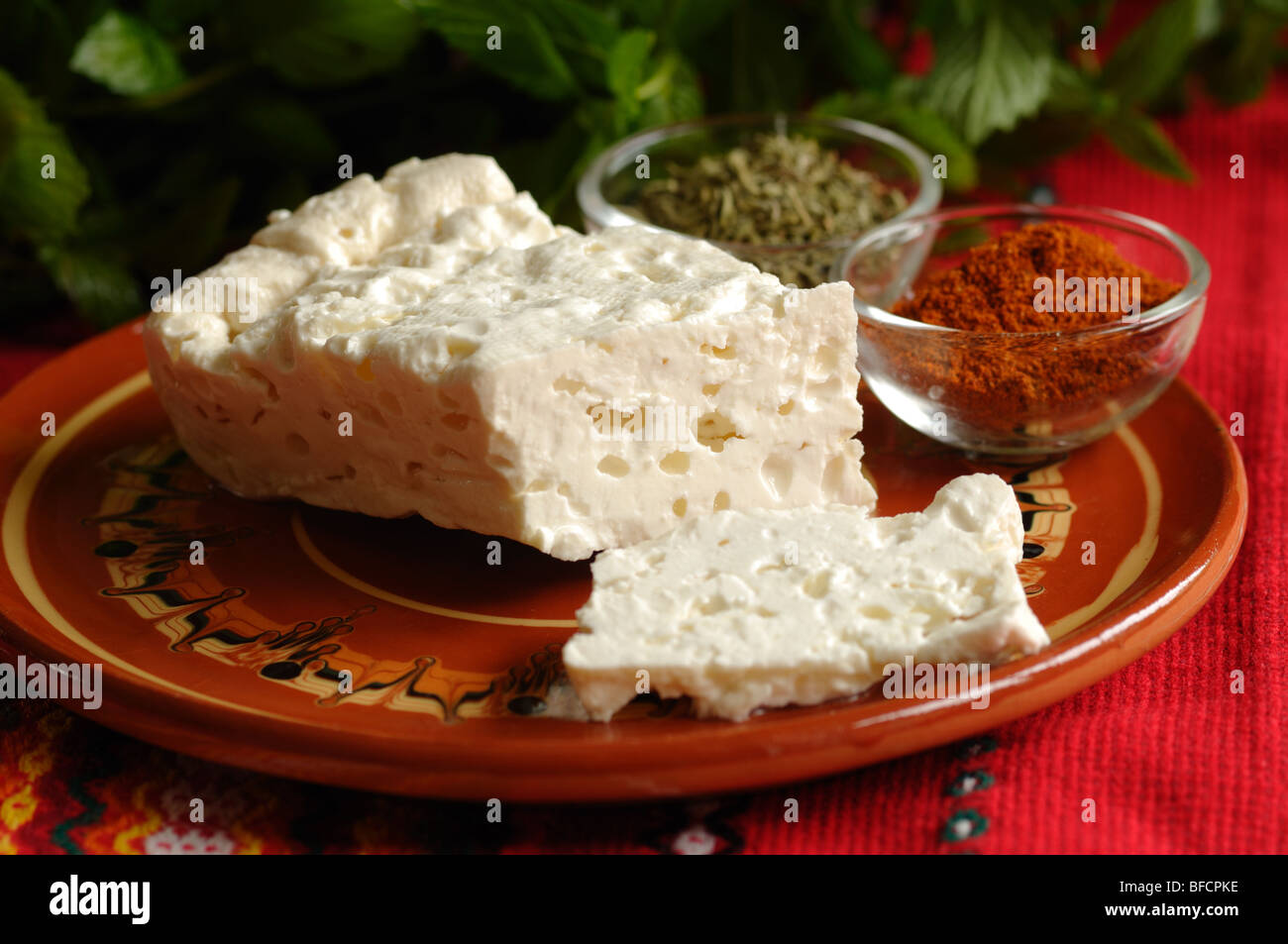 Traditional bulgarian goat brine cheese called sirene Stock Photo - Alamy