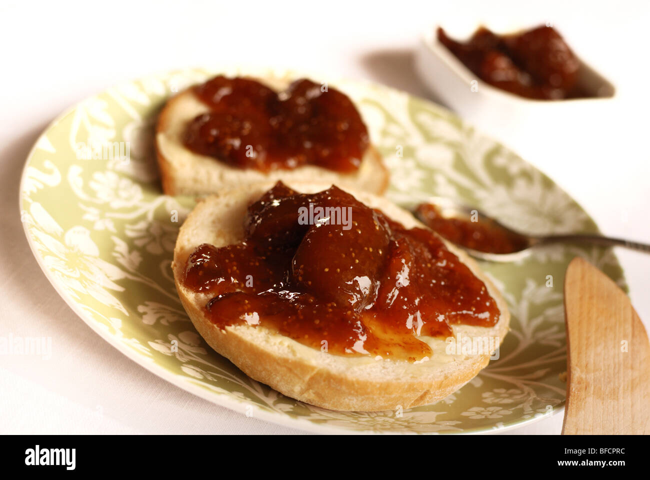 Homemade fig jam on a slice of bread Stock Photo - Alamy