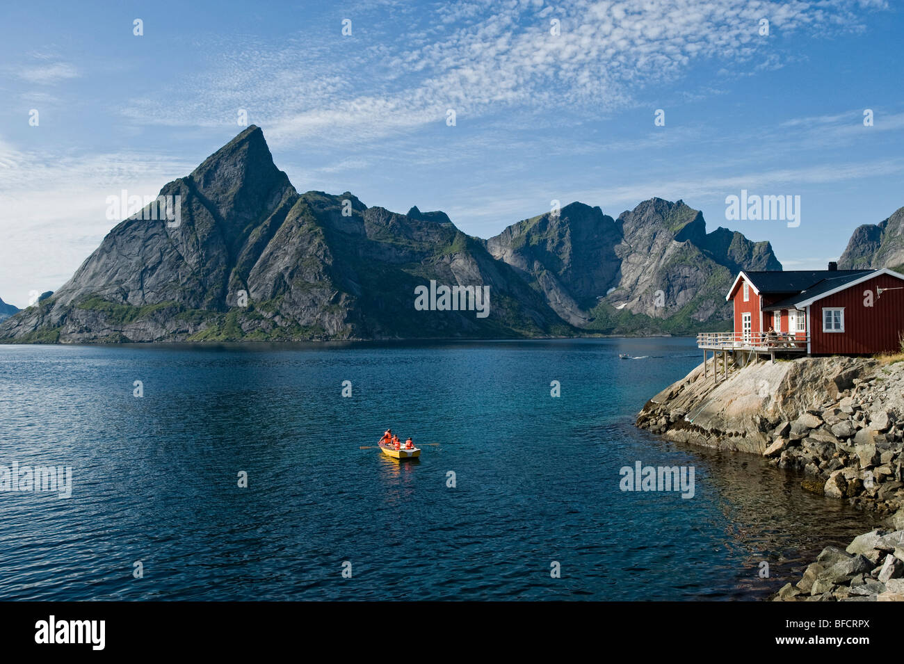 Rorbu, fisherman's cabin, by the fjord in Hamnoy close to Reine ...