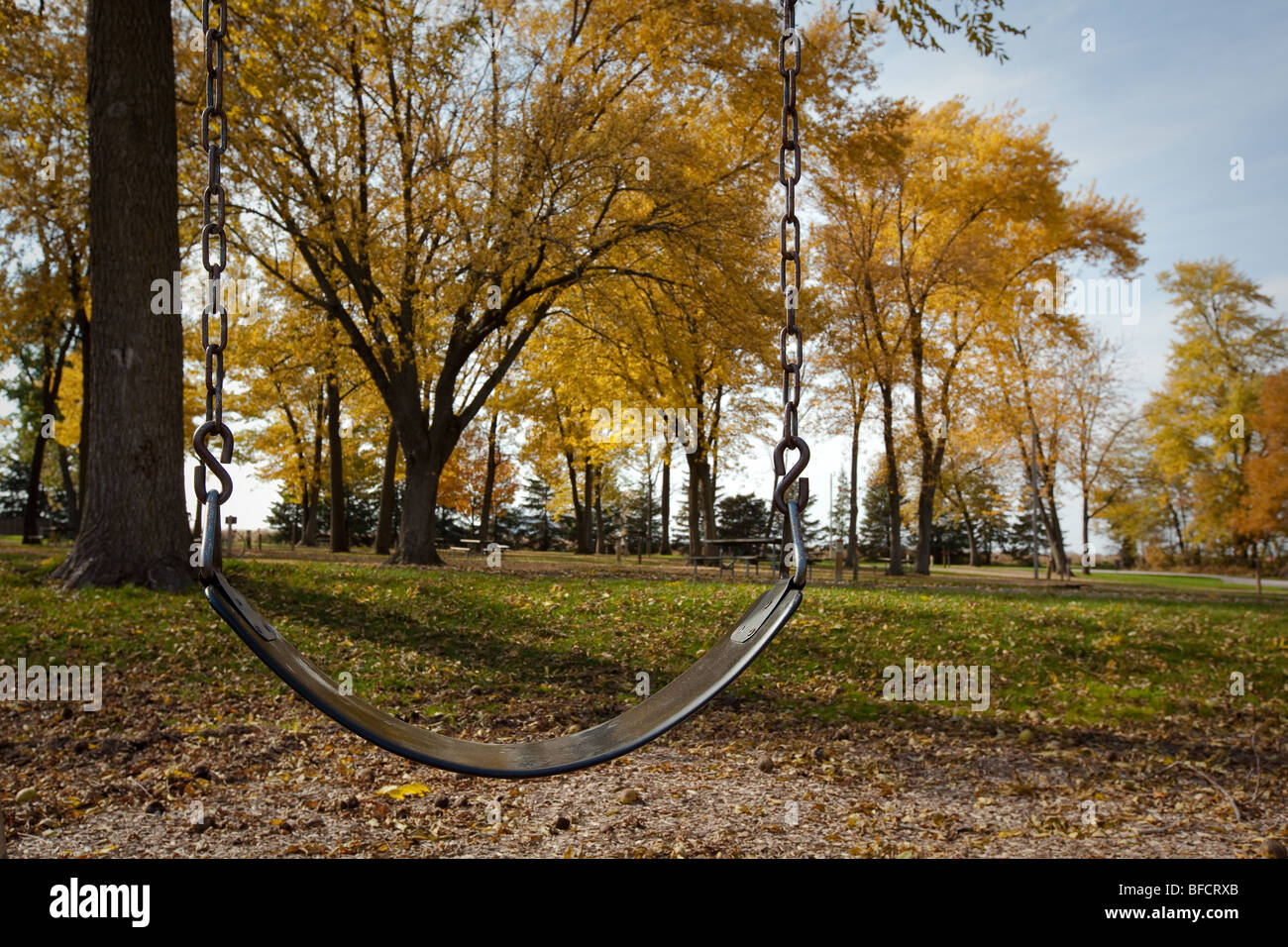 Edge of a rural Iowa park on the far edge of Fall with winter soon ...