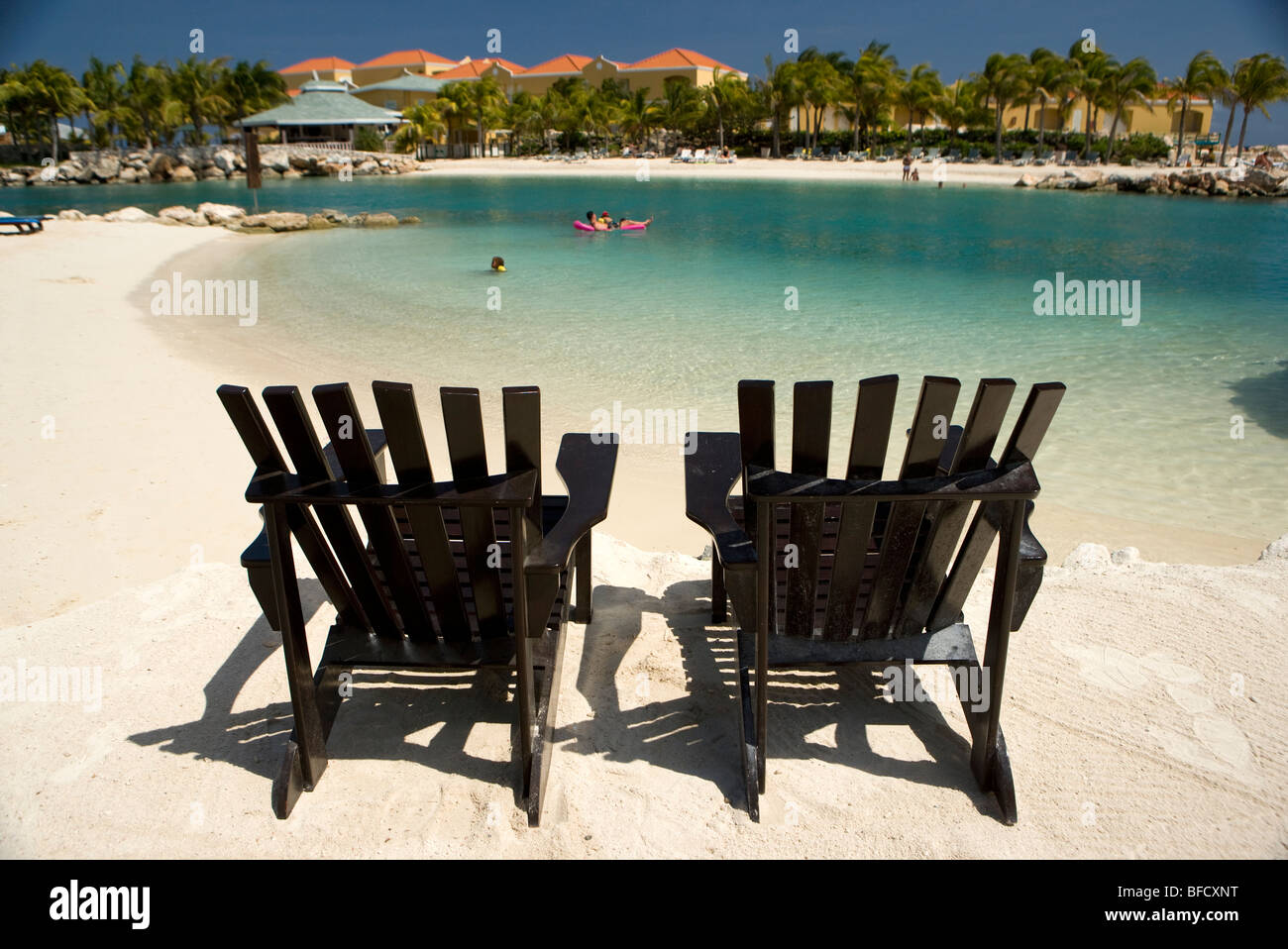 Chairs on beach, Curacao, Netherlands Antilles Stock Photo - Alamy