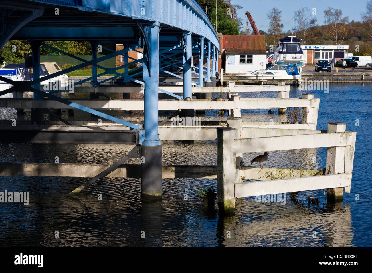 Wooden structures, piles and supports below Cookham bridge over the ...
