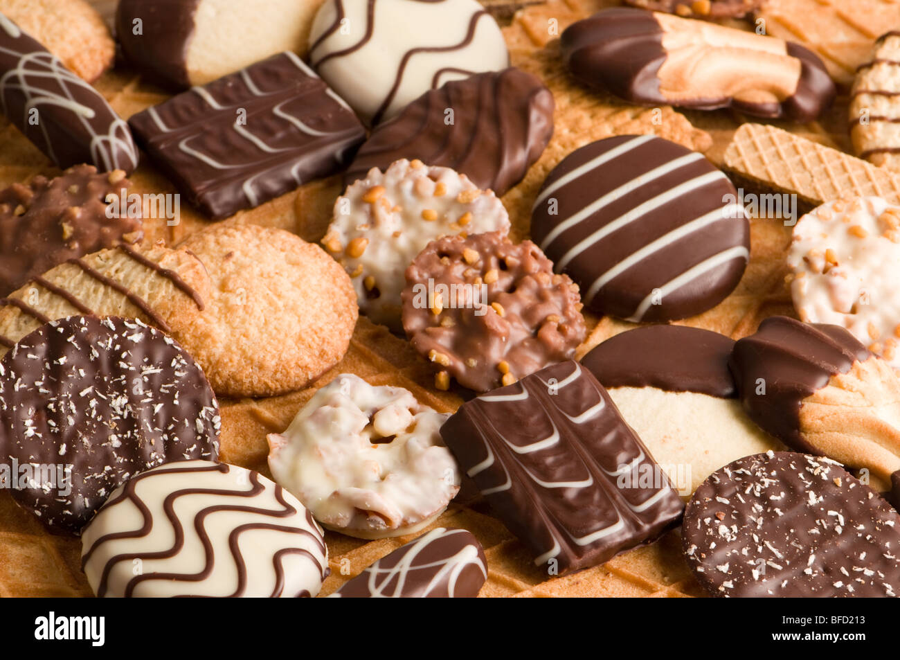 Chocolate biscuits background Stock Photo - Alamy