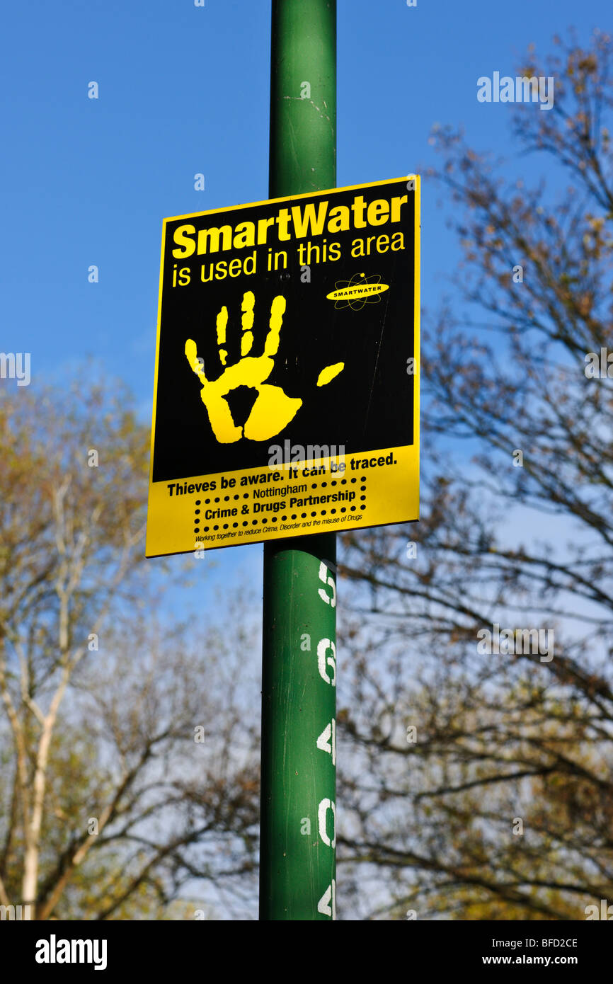Smartwater sign against blue sky in Sneinton, Nottingham ...