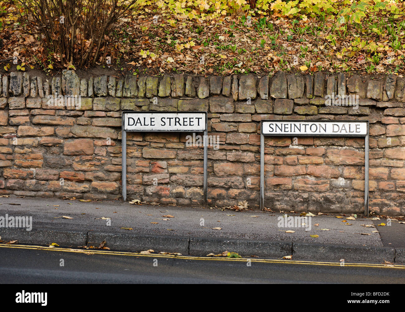 Street signs Dale street and Sneinton Dale, Nottinghamshire, England ...