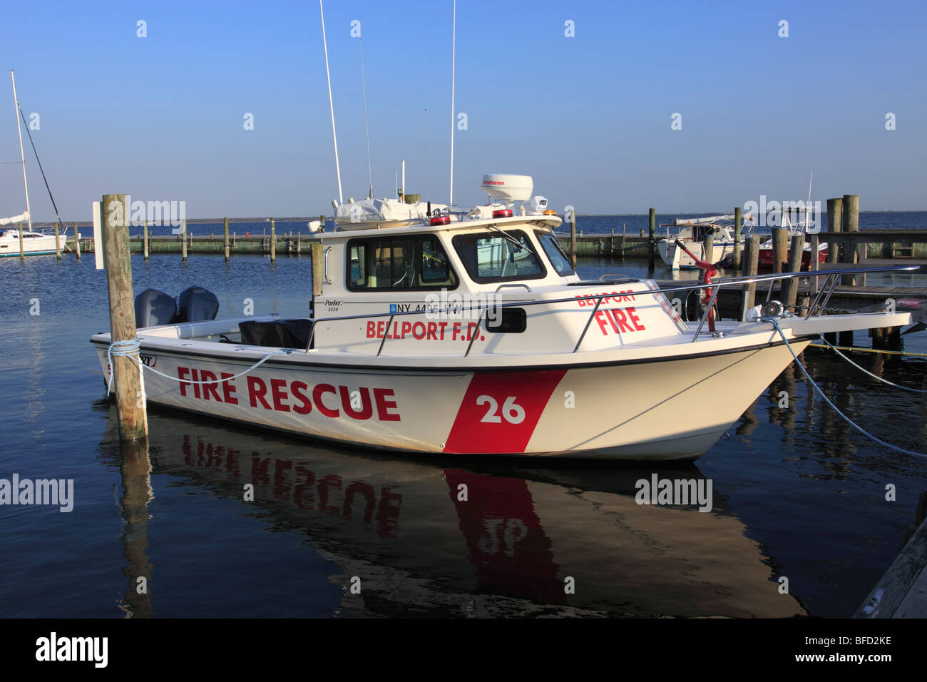 Fire Department rescue boat, Bellport, Long Island, NY Stock Photo - Alamy