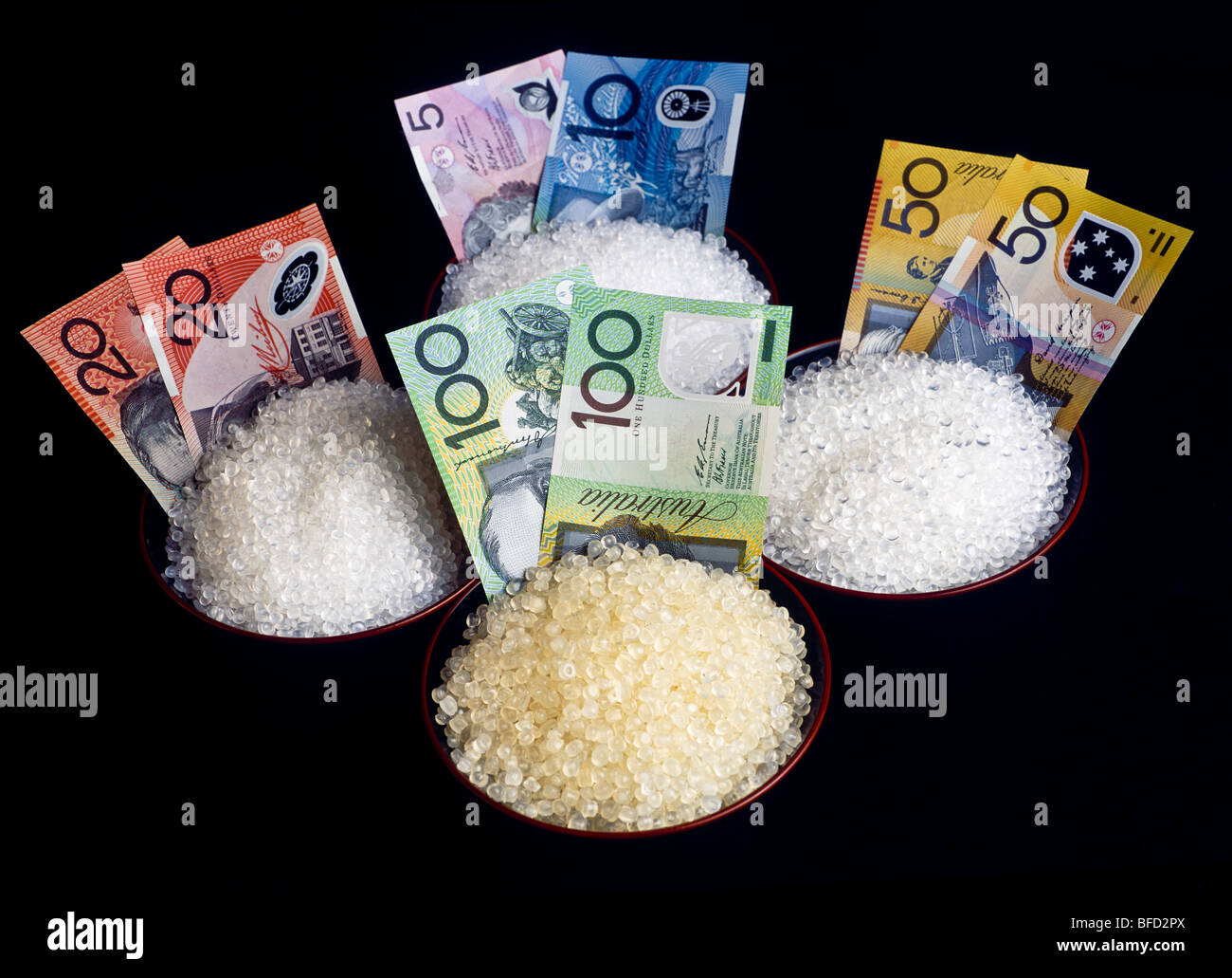 Polymer granules used to make Australian banknotes Stock Photo - Alamy