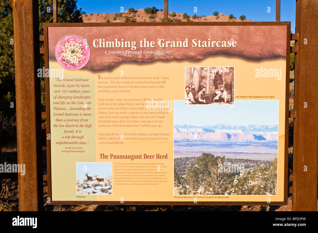 Interpretive sign at Grand Staircase-Escalante National Monument, Utah ...