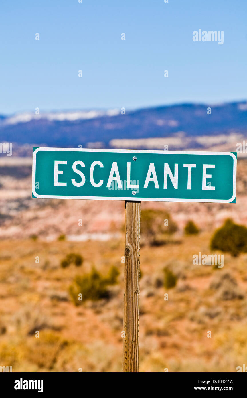The town sign, Escalante, Utah Stock Photo - Alamy