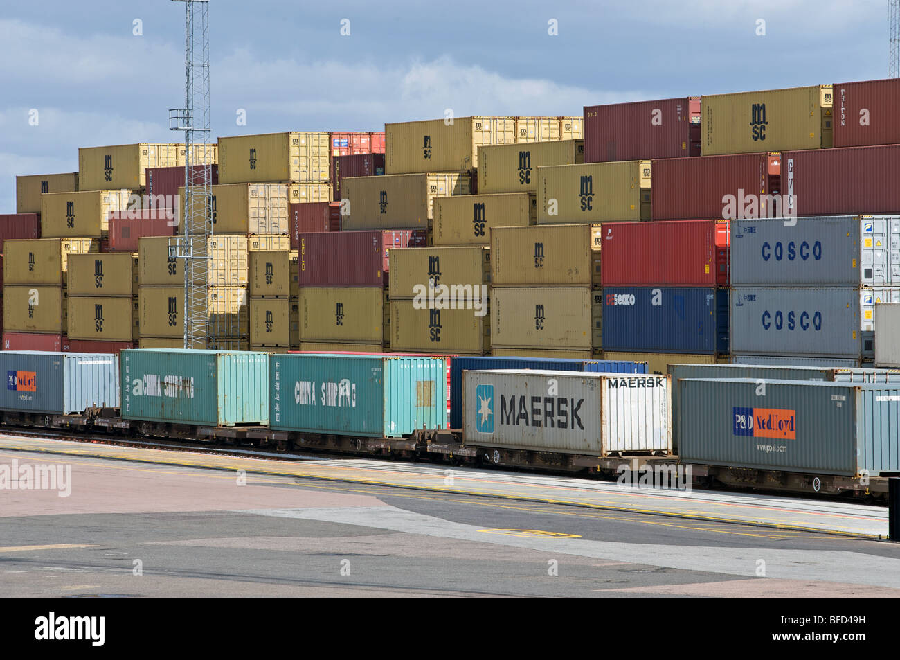 Southern rail freight terminal, Port of Felixstowe, Suffolk, UK Stock ...