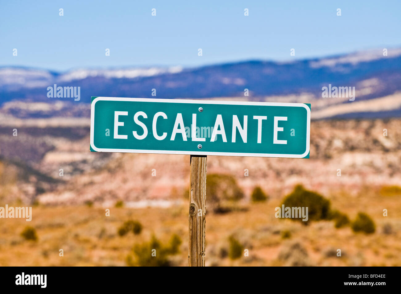 The town sign, Escalante, Utah Stock Photo - Alamy