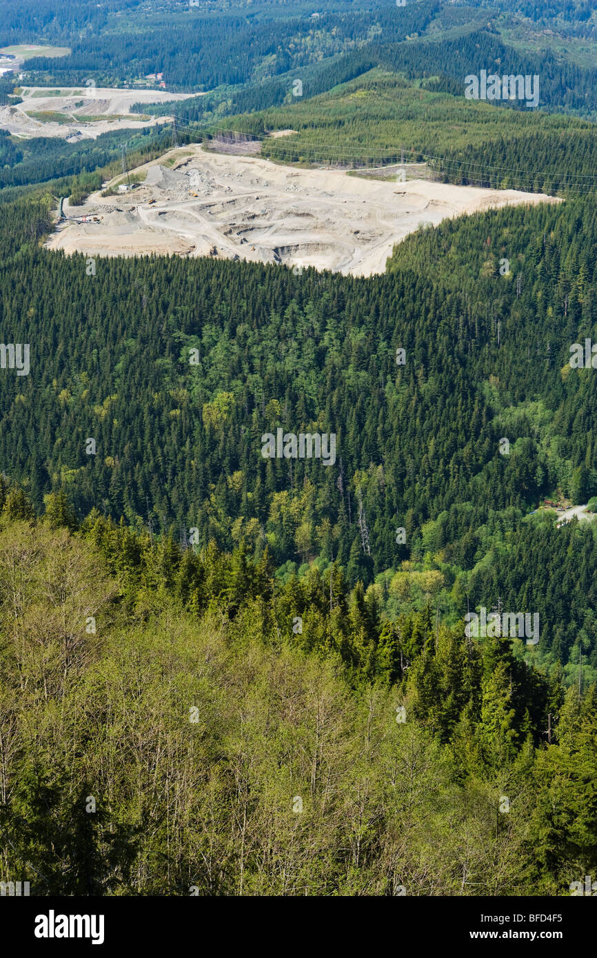 A view looking down on a gravel pit just East of Northbend, Washington ...