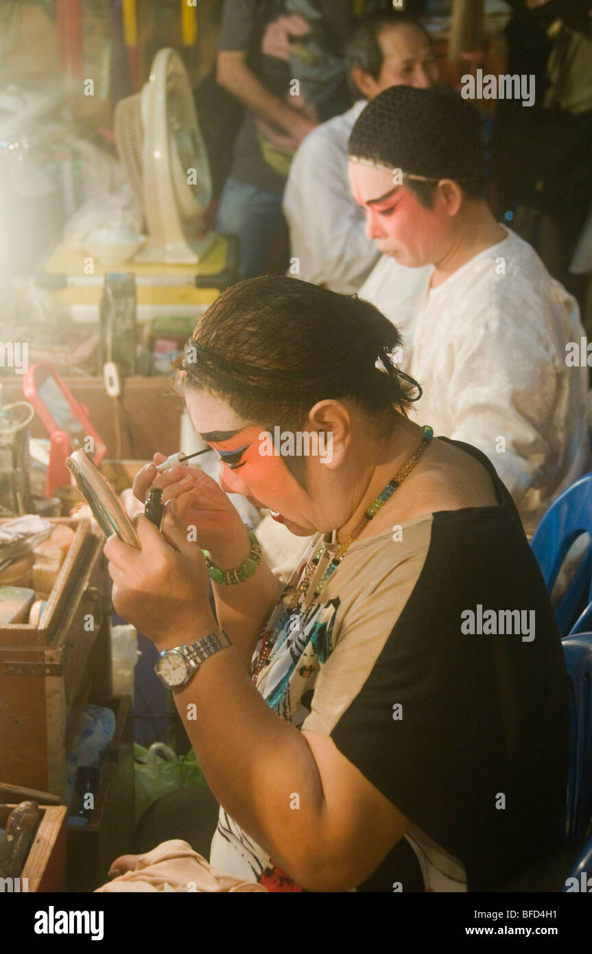Chinese opera performers get ready backstage in Bangkok Thailand Stock ...