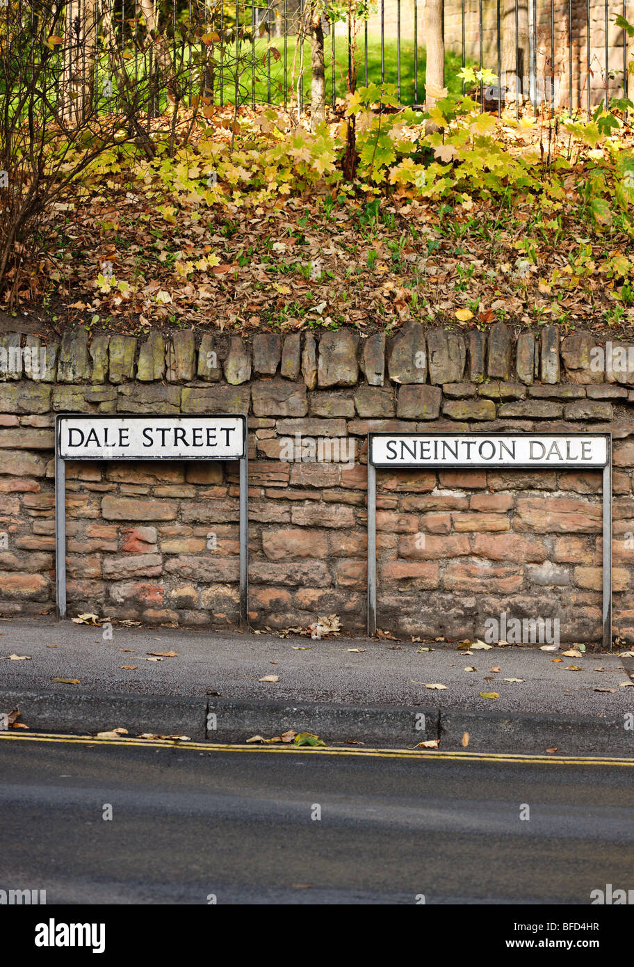 Street signs Dale street and Sneinton Dale, Nottinghamshire, England ...