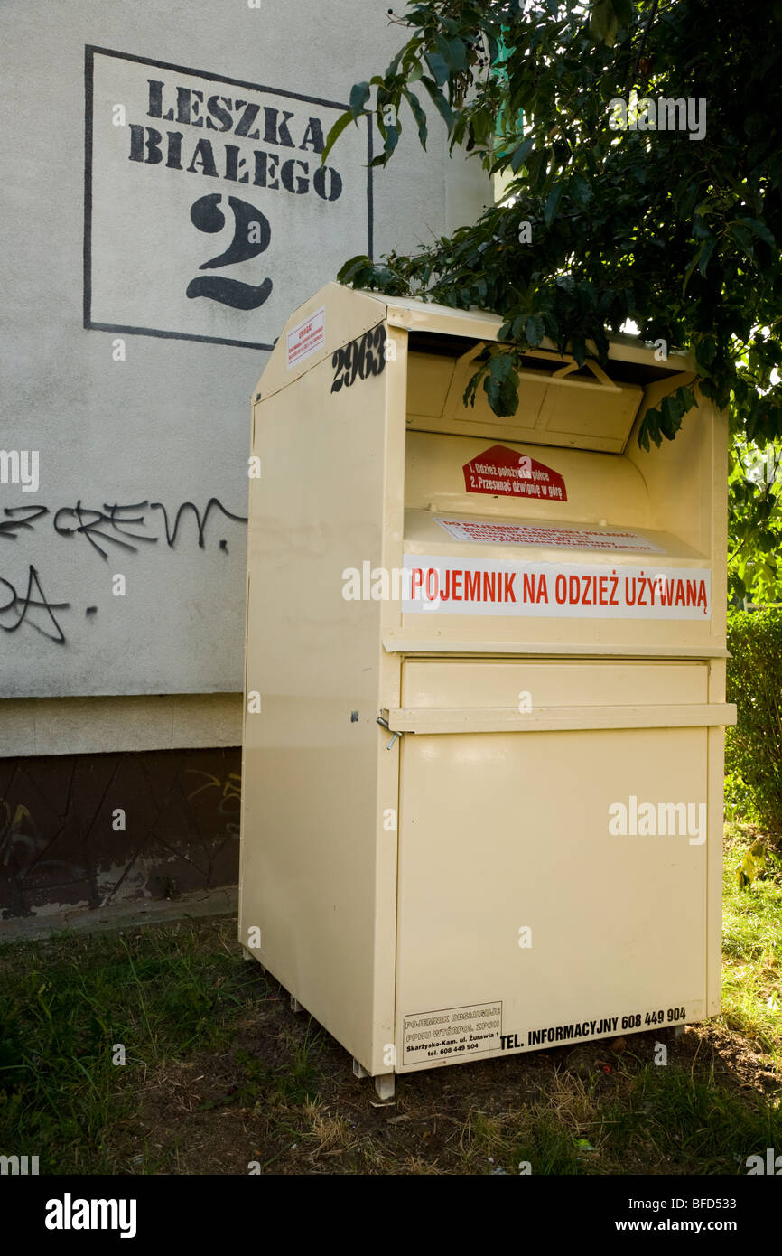 Recycling collection point (apparently textiles) on a Polish ...